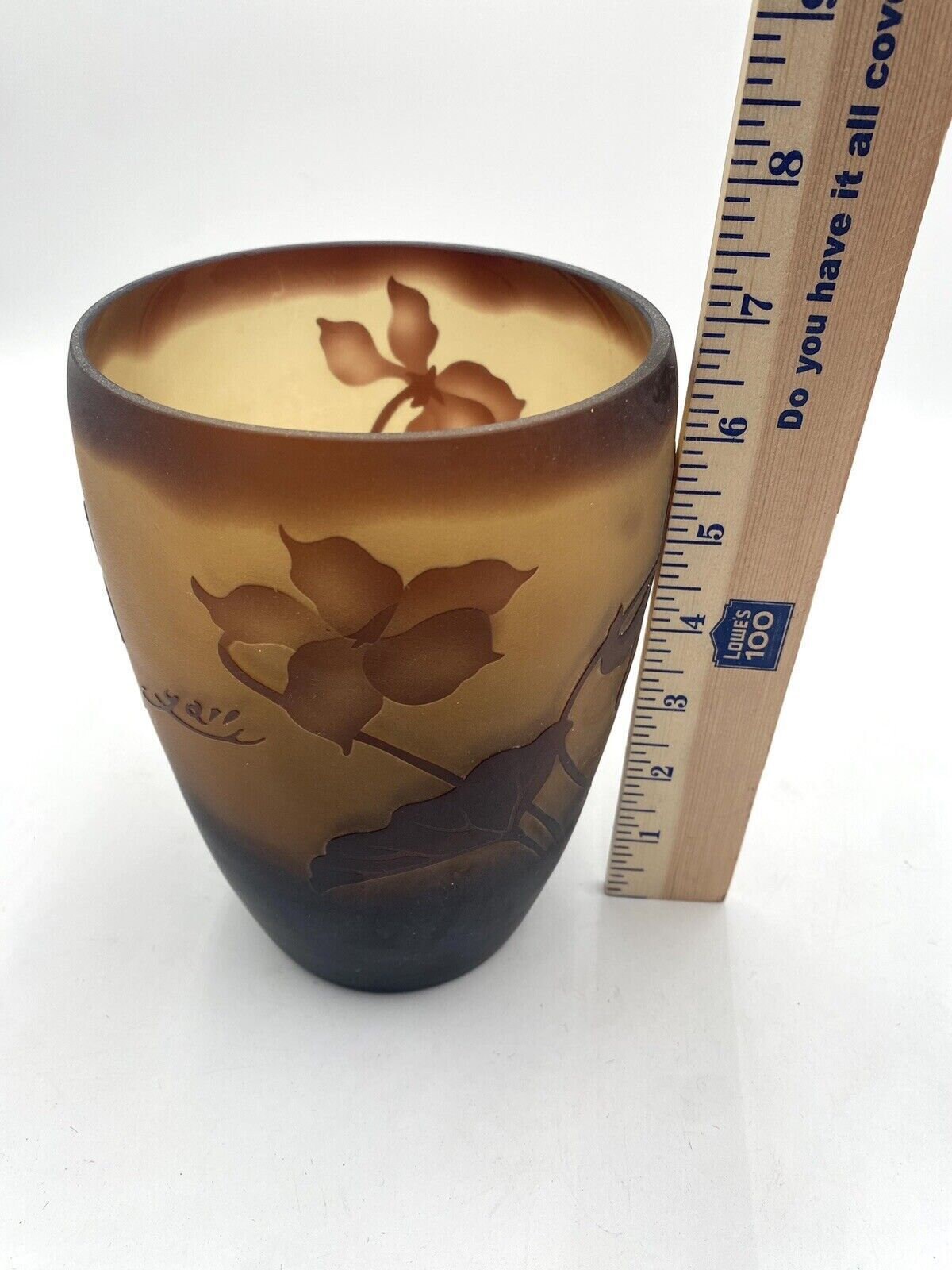 Vintage Emile Galle Reproduction Art Glass Vase W Embossed Flowers ...
