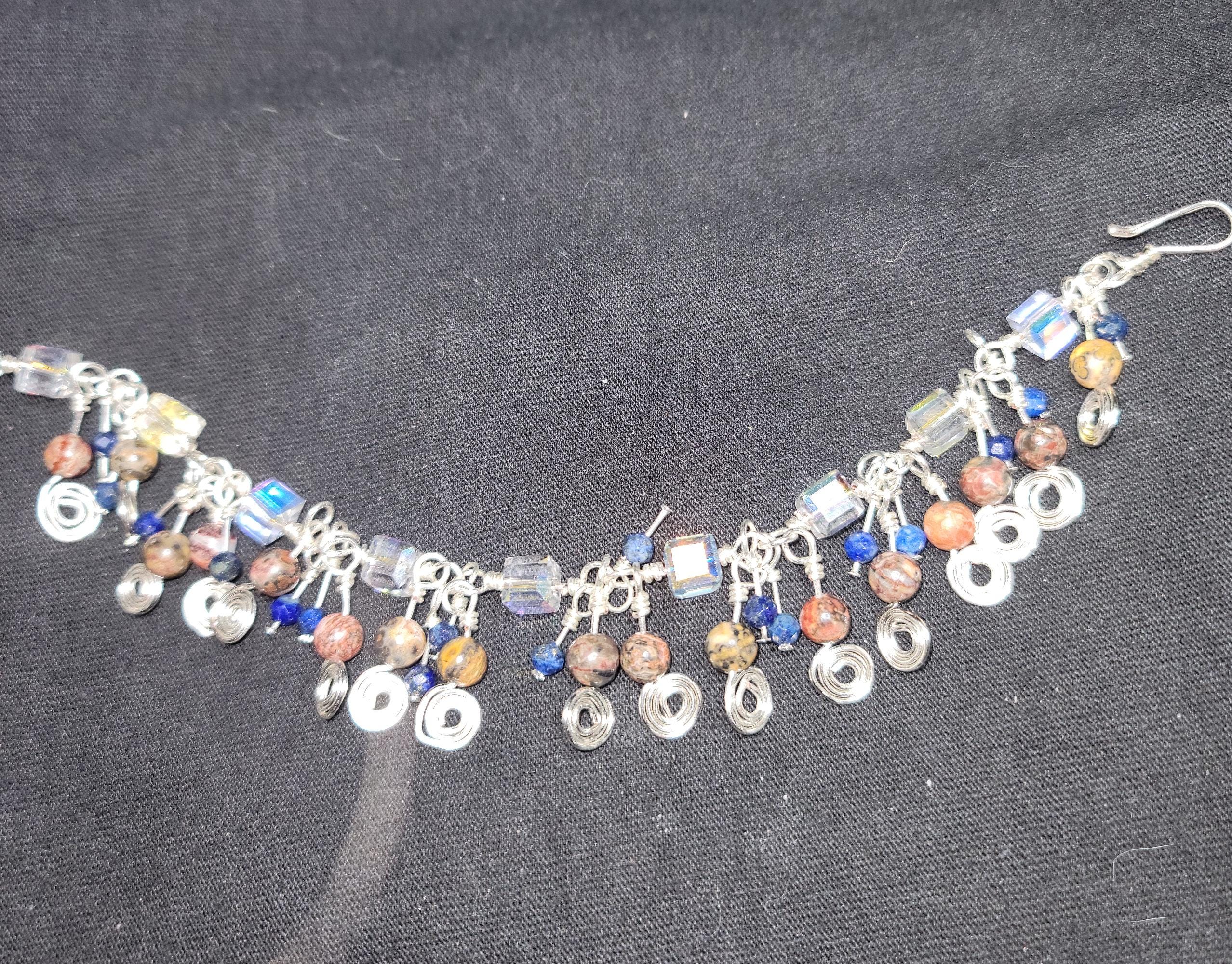 Beaded Bracelet, Cha-cha Swarovski Cube Bracelet, 4mm Jasper Gemstones ...