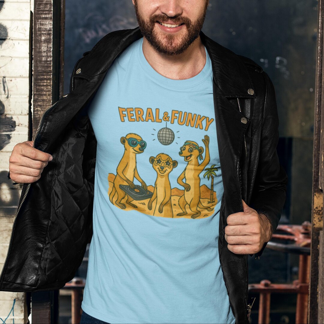 Meerkat Feral and Funky Dance Tee, Vintage Style Shirt, Music Lover ...