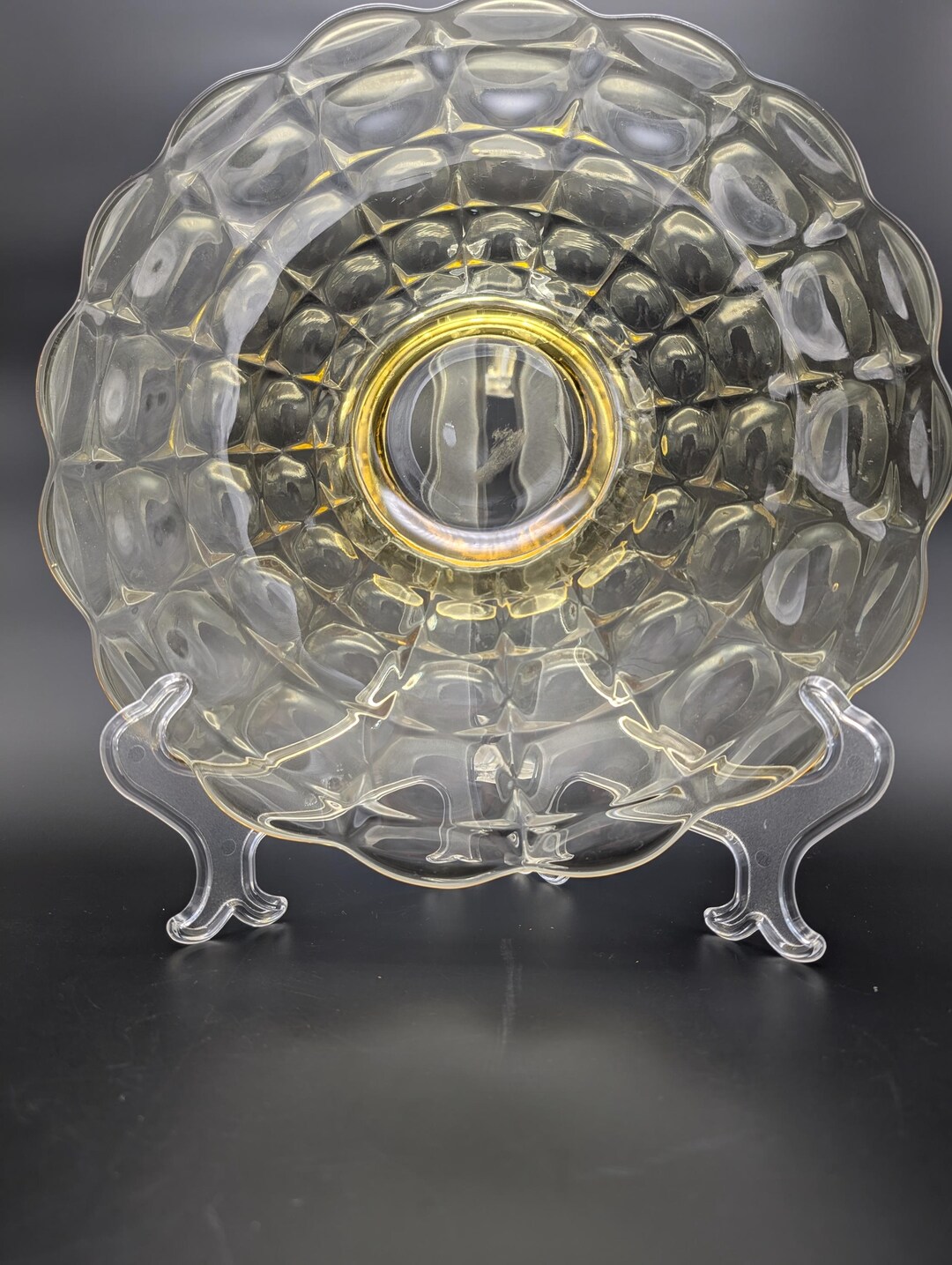 Tiara Glass Yellow Mist Constellation Pedestal Cake Plate - Etsy