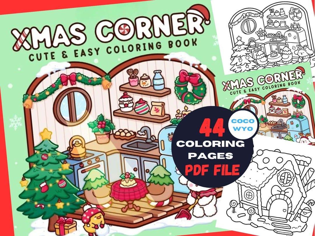 Xmas Corner Coloring Book, 47 Cute and Cozy Holiday, Coco Wyo Coloring ...