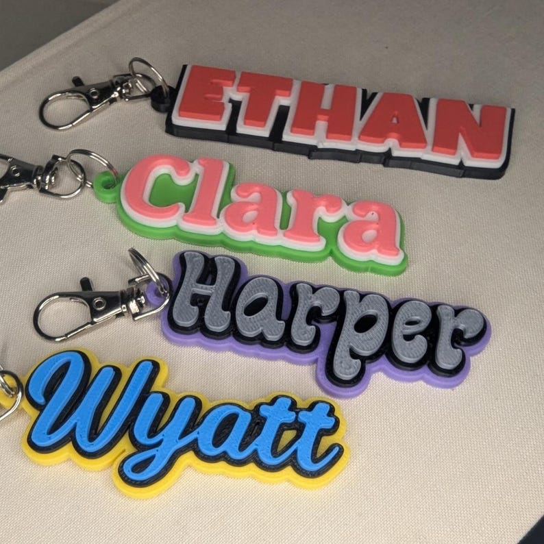 Personalized 3D Printed Name Keychain: Colorful Bag Tag - Etsy
