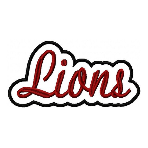 Lions Script Embroidery Machine Design with Shadow Applique | Etsy