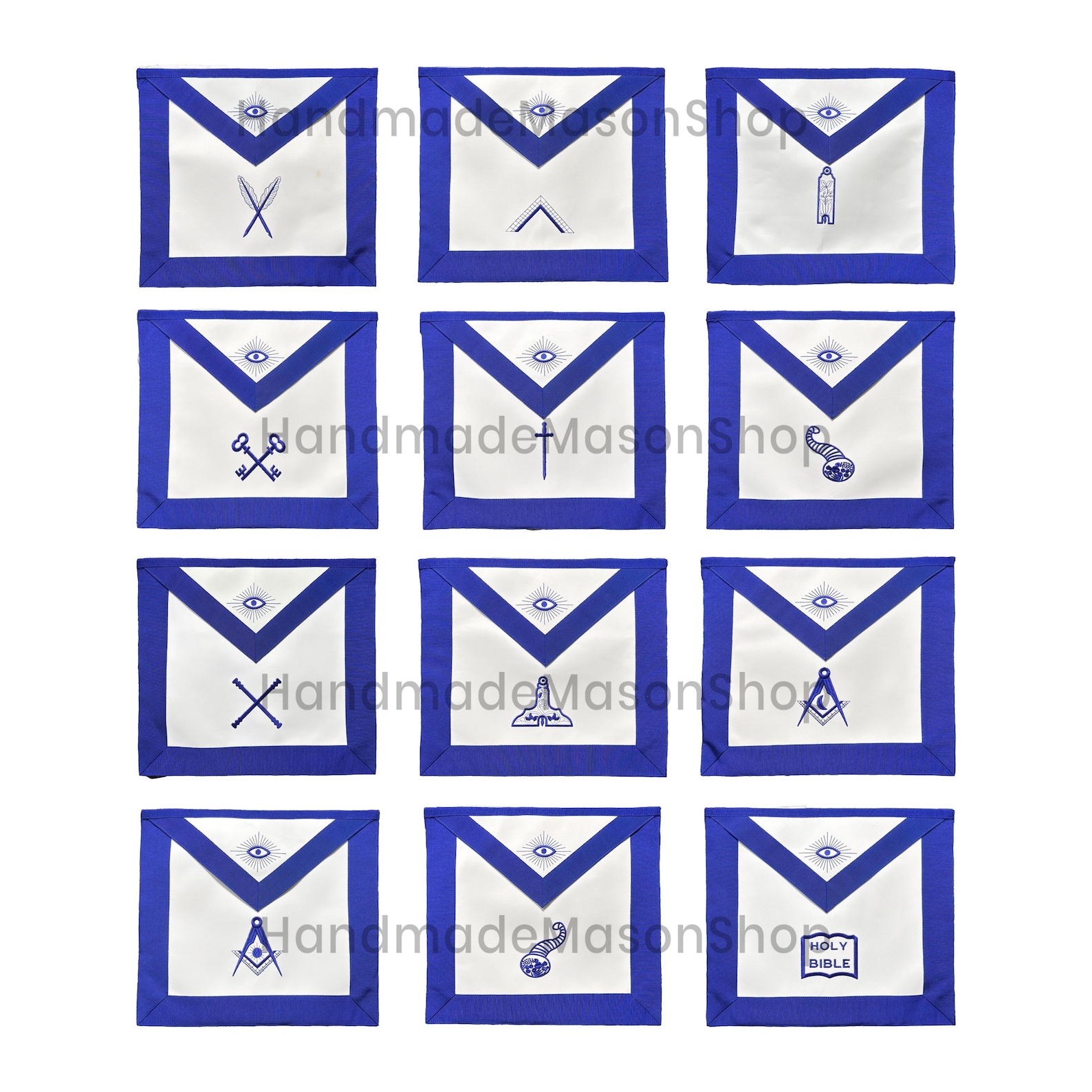 Blue Lodge Regalia Collection for Freemason - Set of 12 Masonic Officer ...