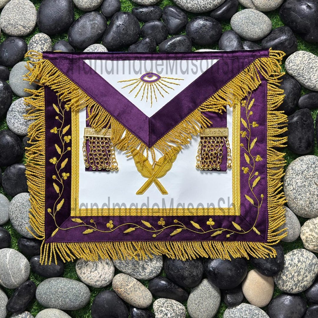 MASONIC Hand Embroidery Grand Secretary Apron, Freemason Apron, Masonic ...