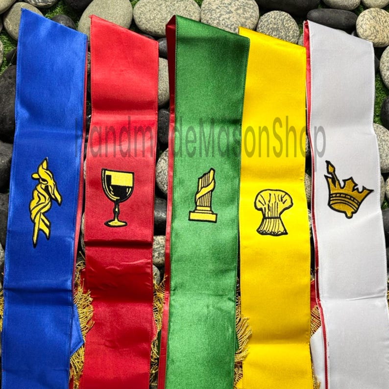 Masonic OES Officer Sash Set of 5: Embroidered Eastern Star Regalia ...