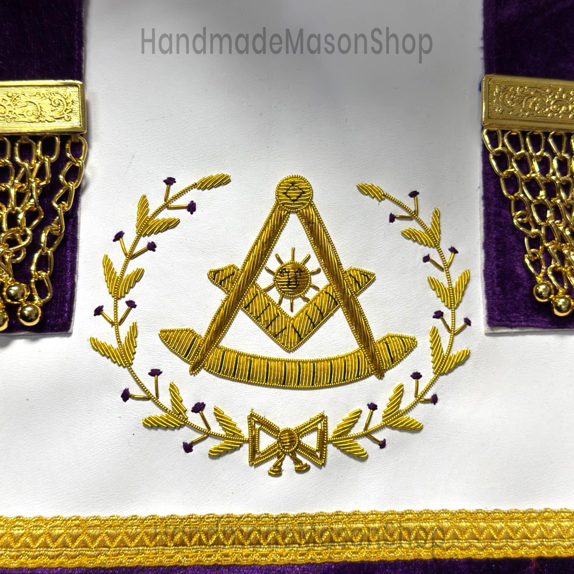 Masonic Hand Embroidered Grand Lodge Past Master Apron With Chain ...