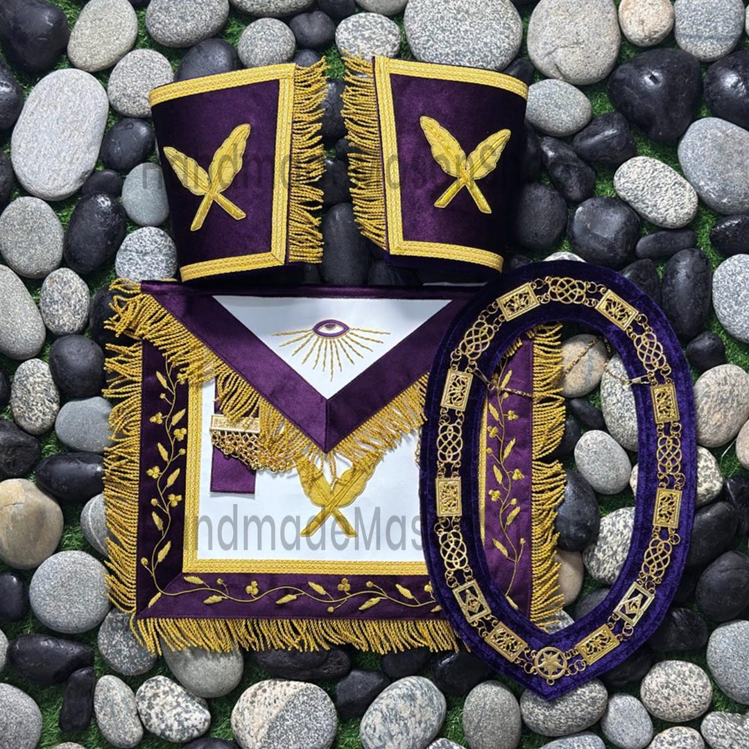 MASONIC Hand Embroidery Grand Secretary Apron Cuffs With Collar. - Etsy
