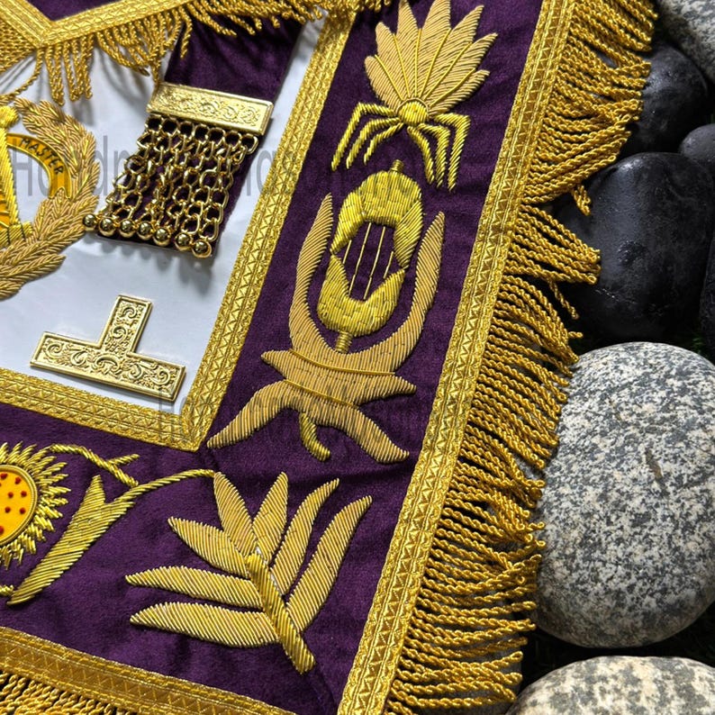 Handmade Masonic Regalia Set, Deputy Grand Master Leather Apron With ...