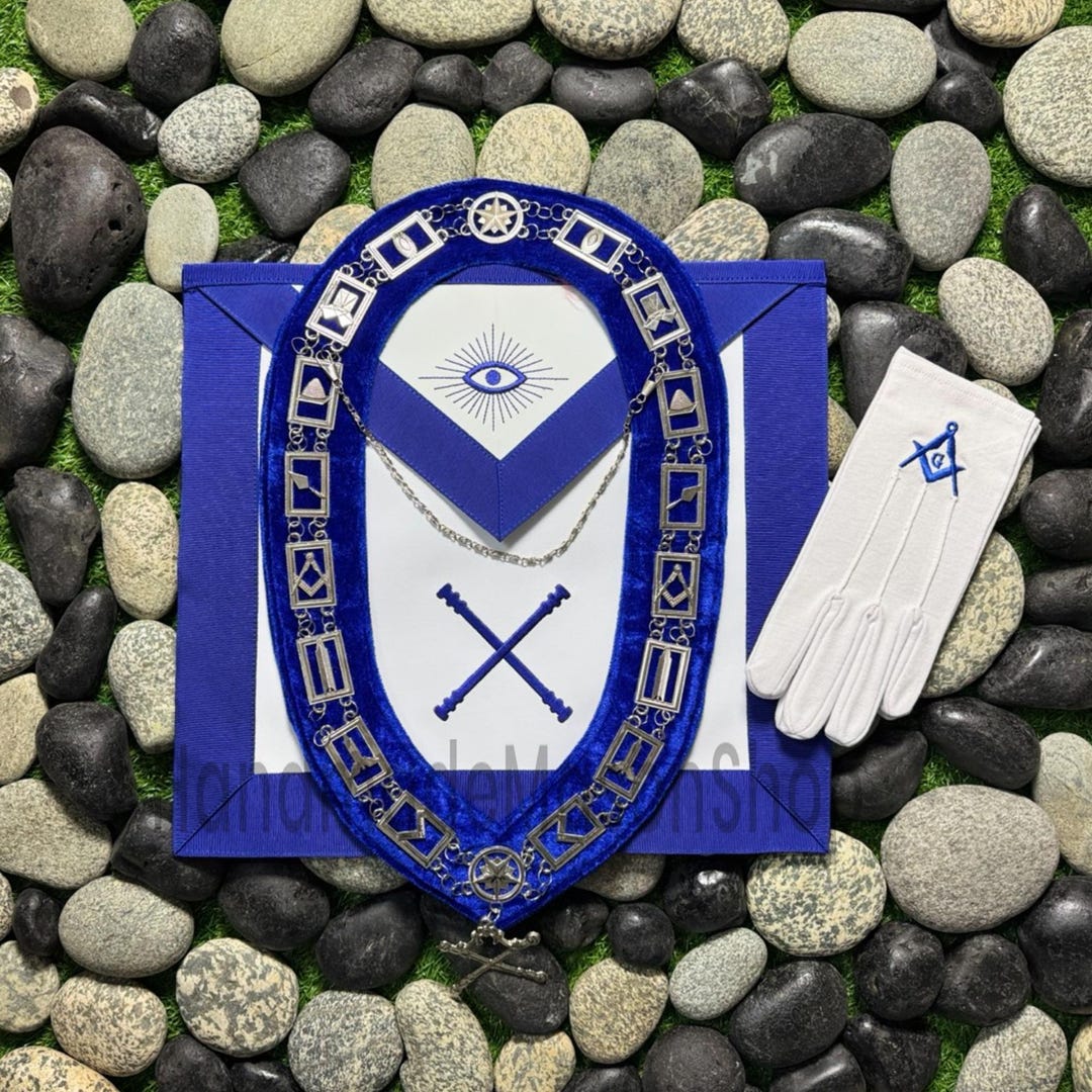 Masonic Regalia Blue Lodge Marshall Apron, Chain Collar and Gloves. - Etsy