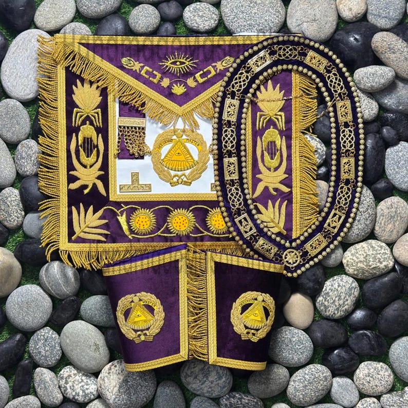 Handmade Masonic Regalia Set, Deputy Grand Master Leather Apron With ...