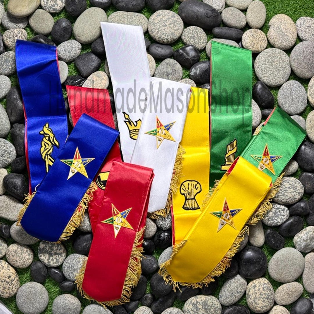 Masonic OES Officer Sash Set of 5: Embroidered Eastern Star Regalia ...