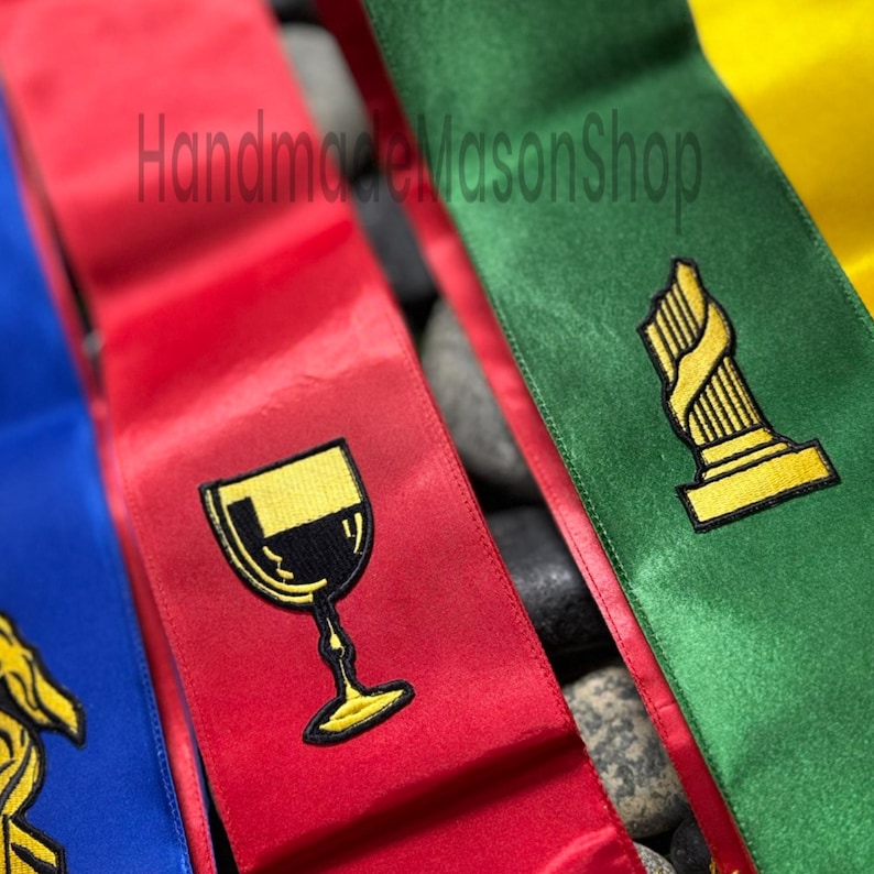 Masonic OES Officer Sash Set of 5: Embroidered Eastern Star Regalia ...
