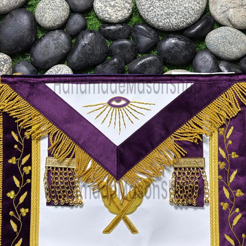 MASONIC Hand Embroidery Grand Secretary Apron, Freemason Apron, Masonic ...