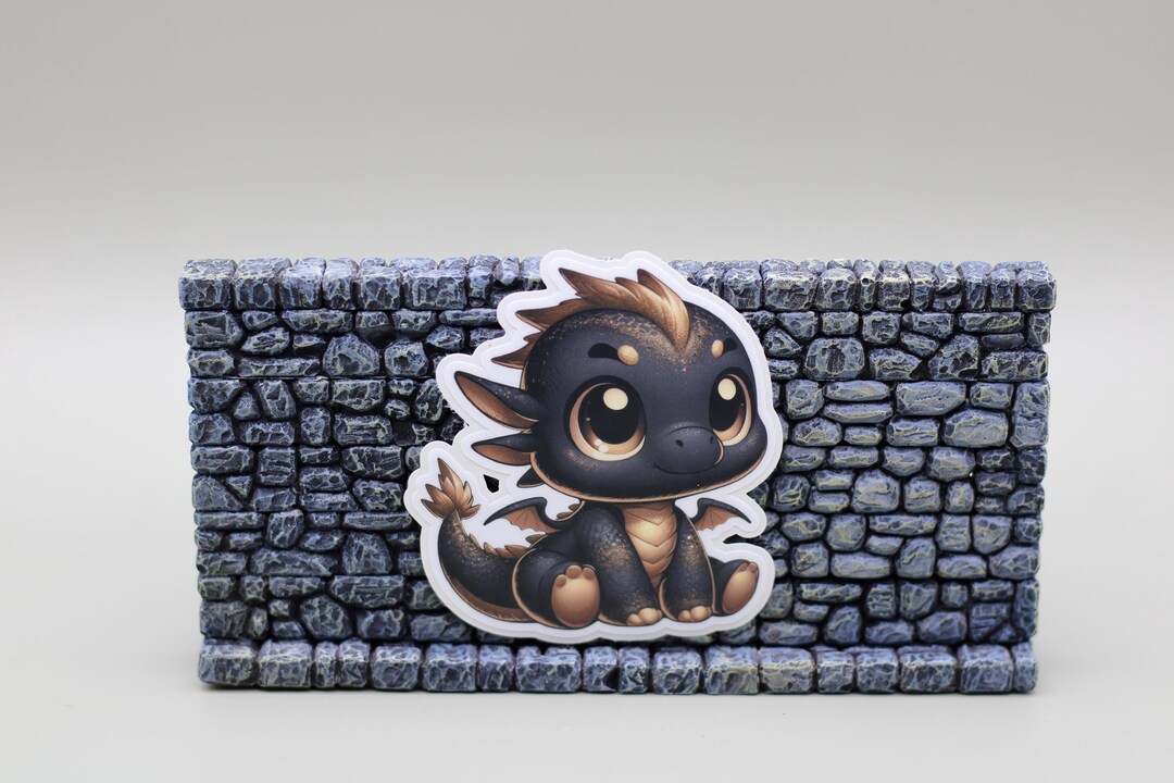 Baby Lark Black and Gold Dragon Sticker Cute Dragon Sticker D&D RPG ...