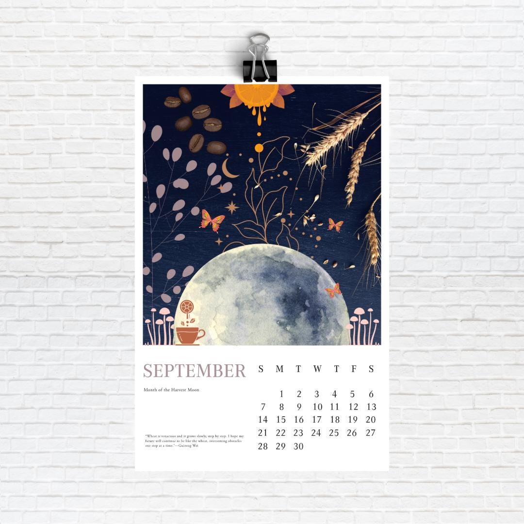 2025 Printable Monthly Wall Calendar Digital Collage Moon Art 11x17 - Etsy