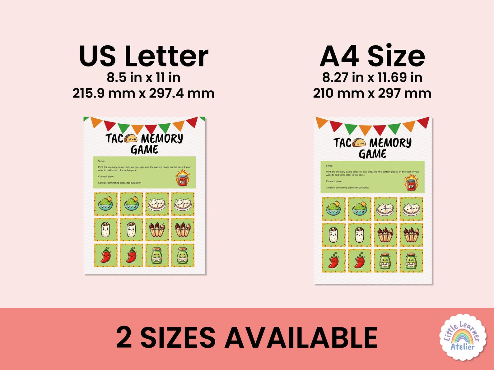 Taco Memory Game | Printable Matching Game for Kids | Fun and ...