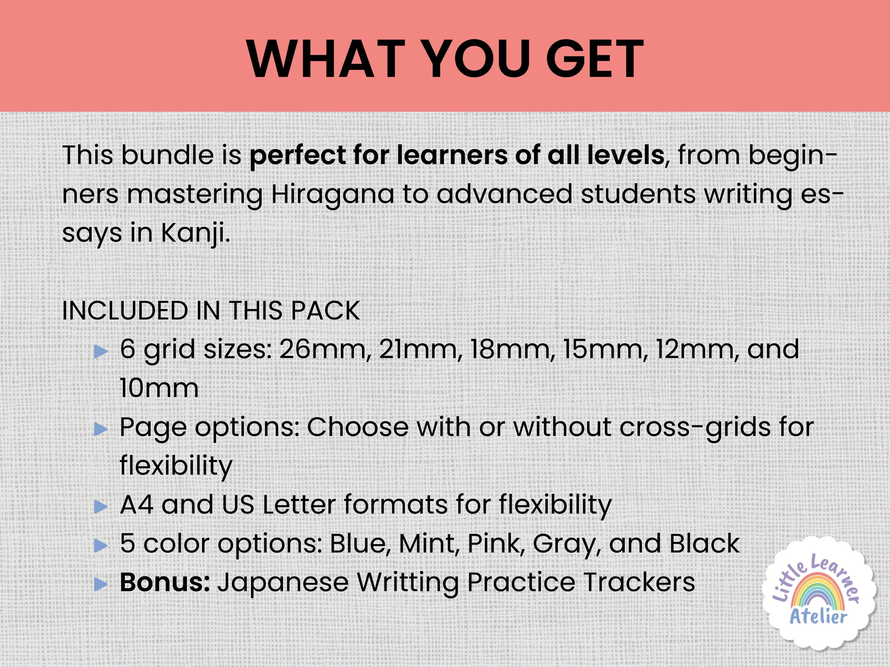 Japanese Writing Grid Paper: Hiragana, Katakana, Kanji Practice ...