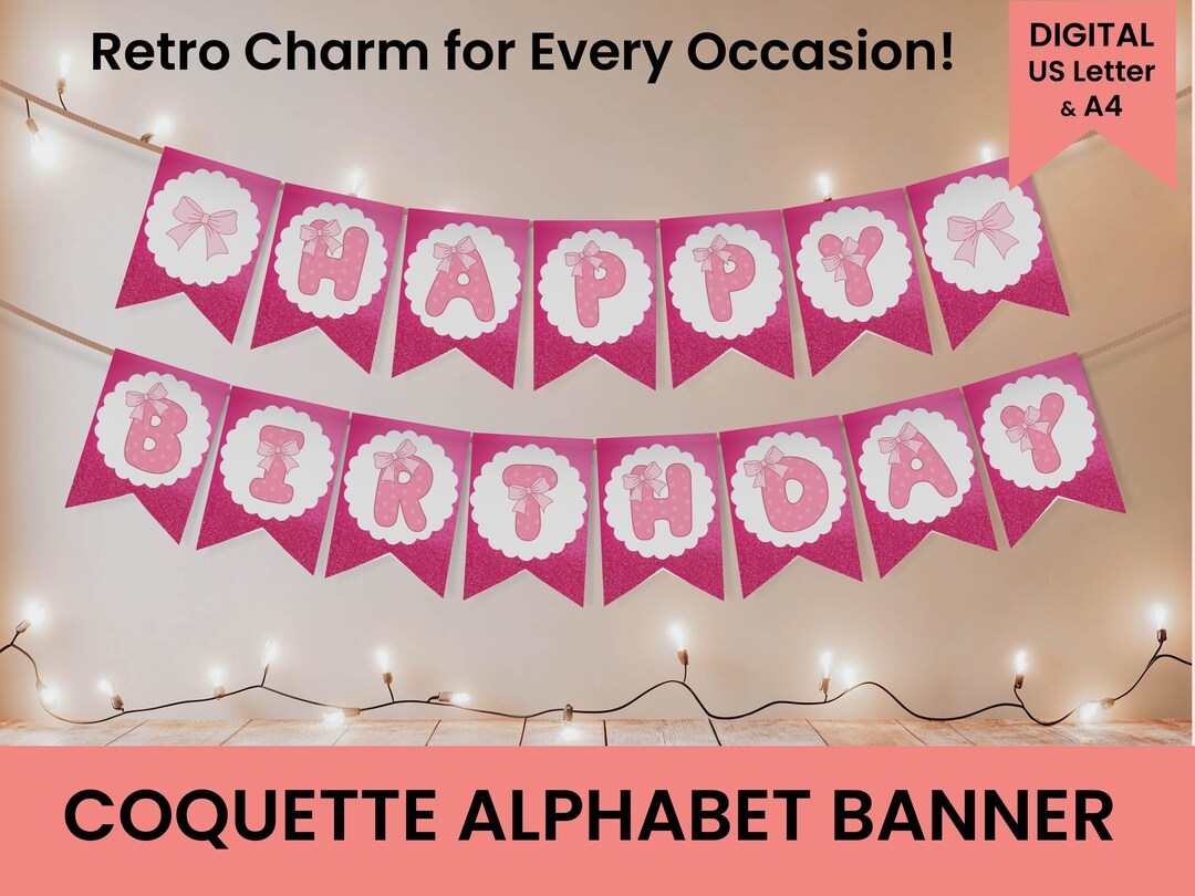 Coquette Alphabet Banner – Retro Polka Dot & Bow Letters for Parties ...