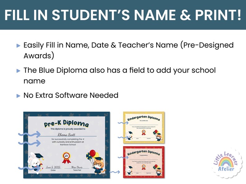 Editable Kindergarten Graduation Certificate + Pre-k Diploma & Coloring ...