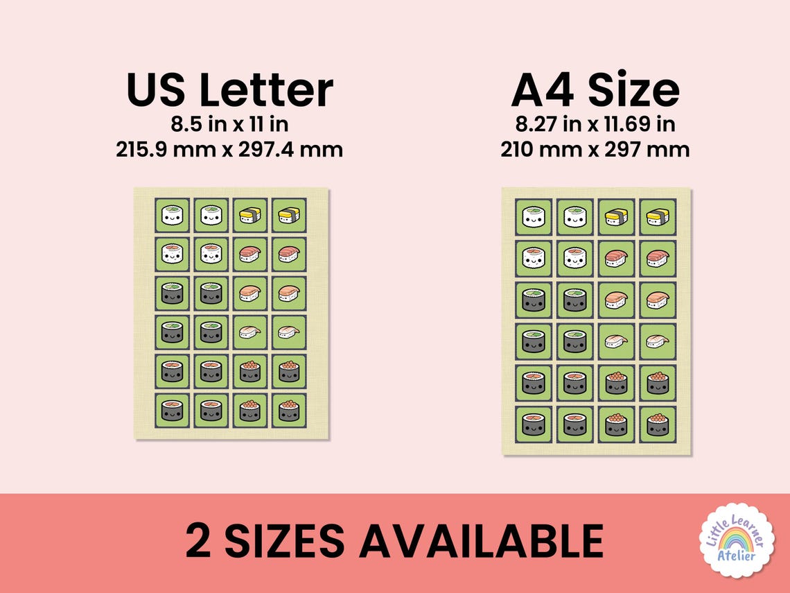 Sushi Memory Game: Bilingual Cards for Kids (digital Download) - Etsy
