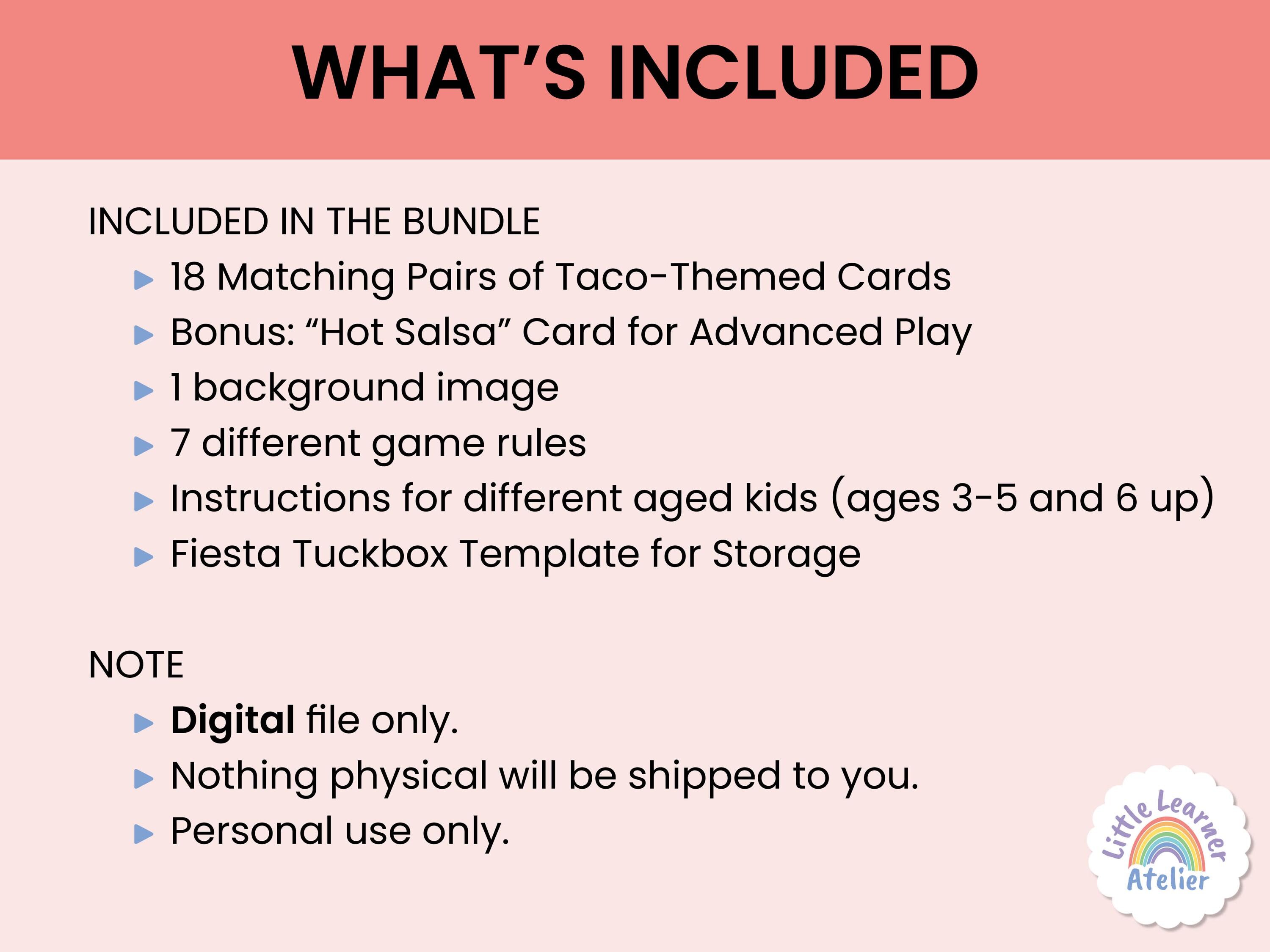 Taco Memory Game | Printable Matching Game for Kids | Fun and ...