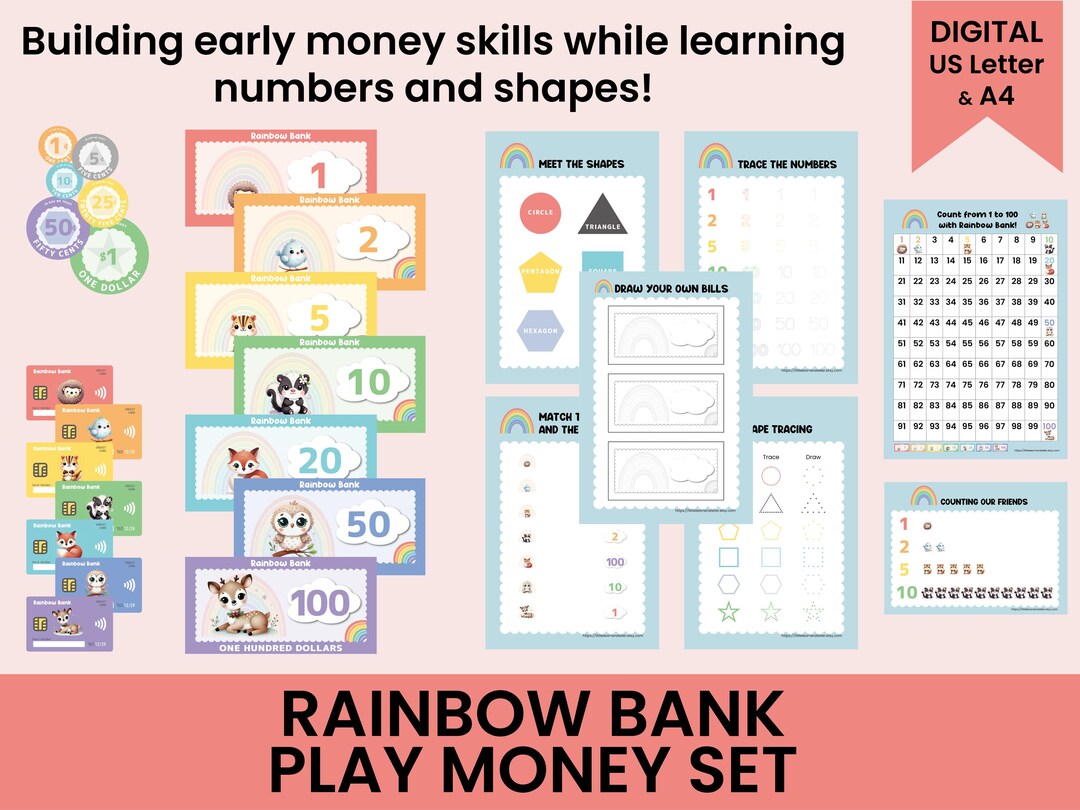 Rainbow Play Money for Kids | My First Play Money Set | Count, Sort ...