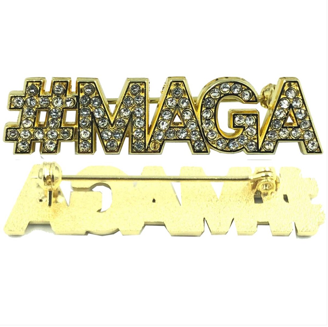 WHITE: Crystal MAGA Pin TRUMP Make America Great Again - Etsy