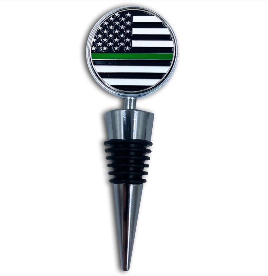 Thin Green Line American Flag Wine Bottle Stopper Challenge Coin ...