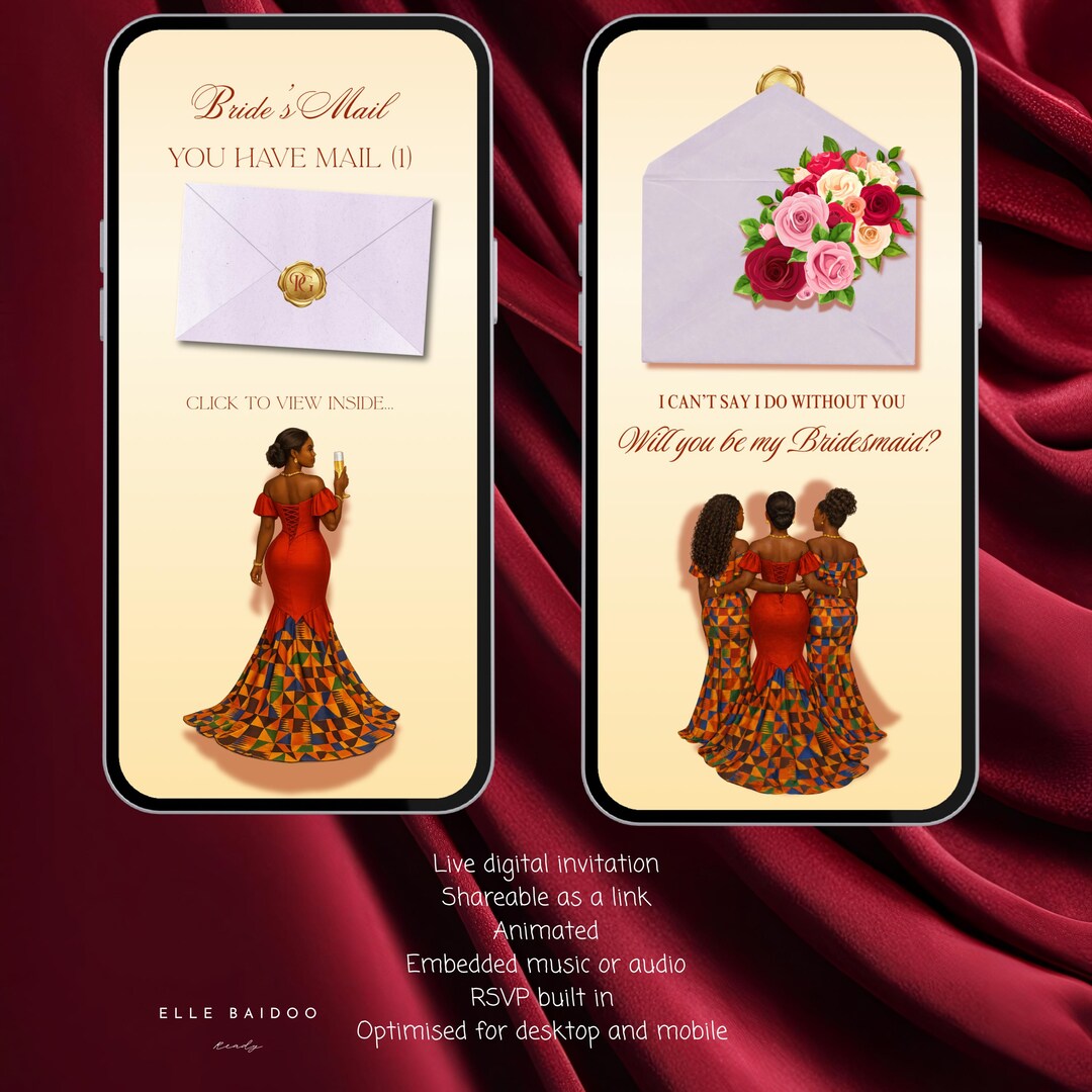 Ghanaian Kente Traditional Wedding Invitation Bridesmaids Proposal ...