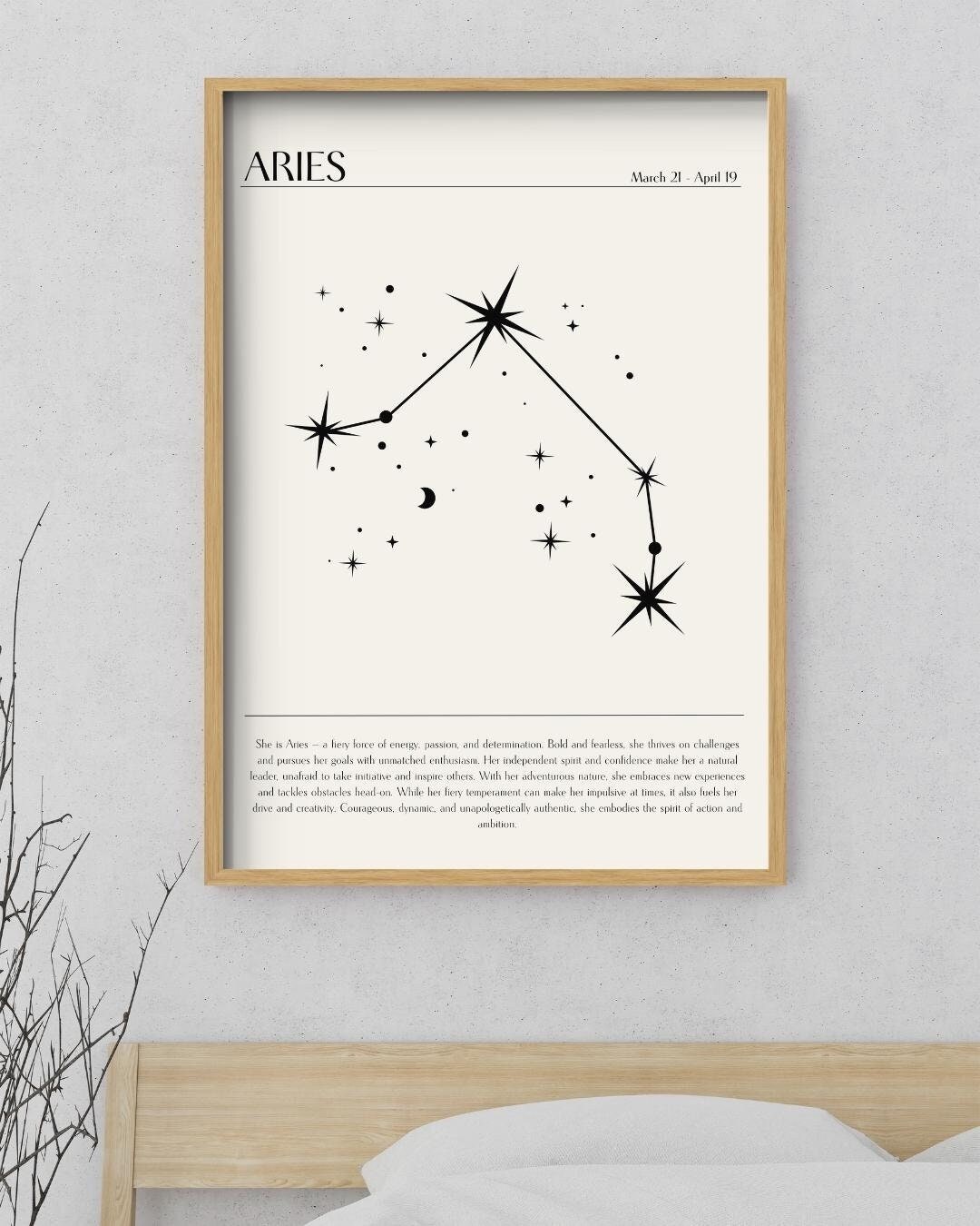 Aries Wall Art, Star Sign Print, Star Sign Poster, Zodiac Poster ...