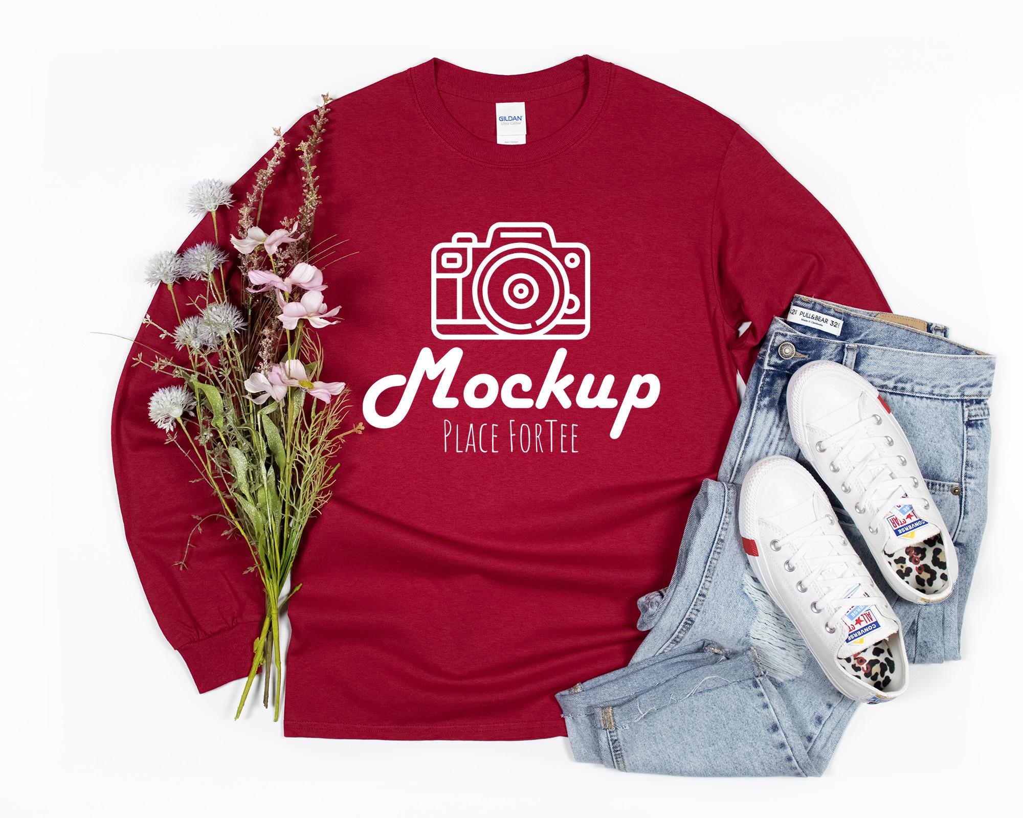 Gildan 2400 Bundle Mockup All Colors Bundle 2400 Long Sleeve Mockup ...