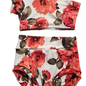 Single Flutter Red Floral Dance Set Great for Dance/ Cheer/ Gymnastics ...