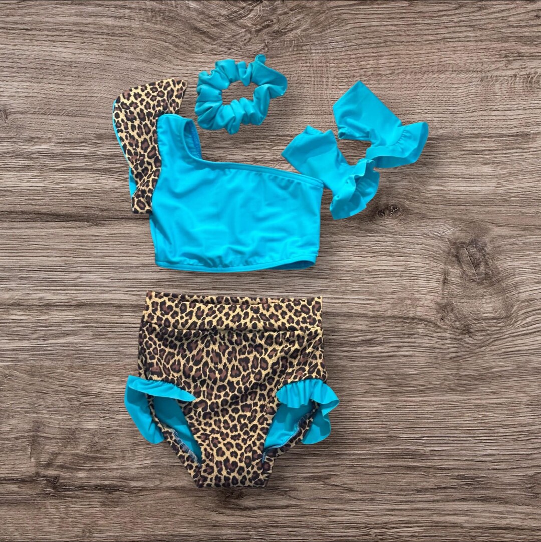 Turquoise and Cheetah Set With Gloves and Scrunchie. - Etsy