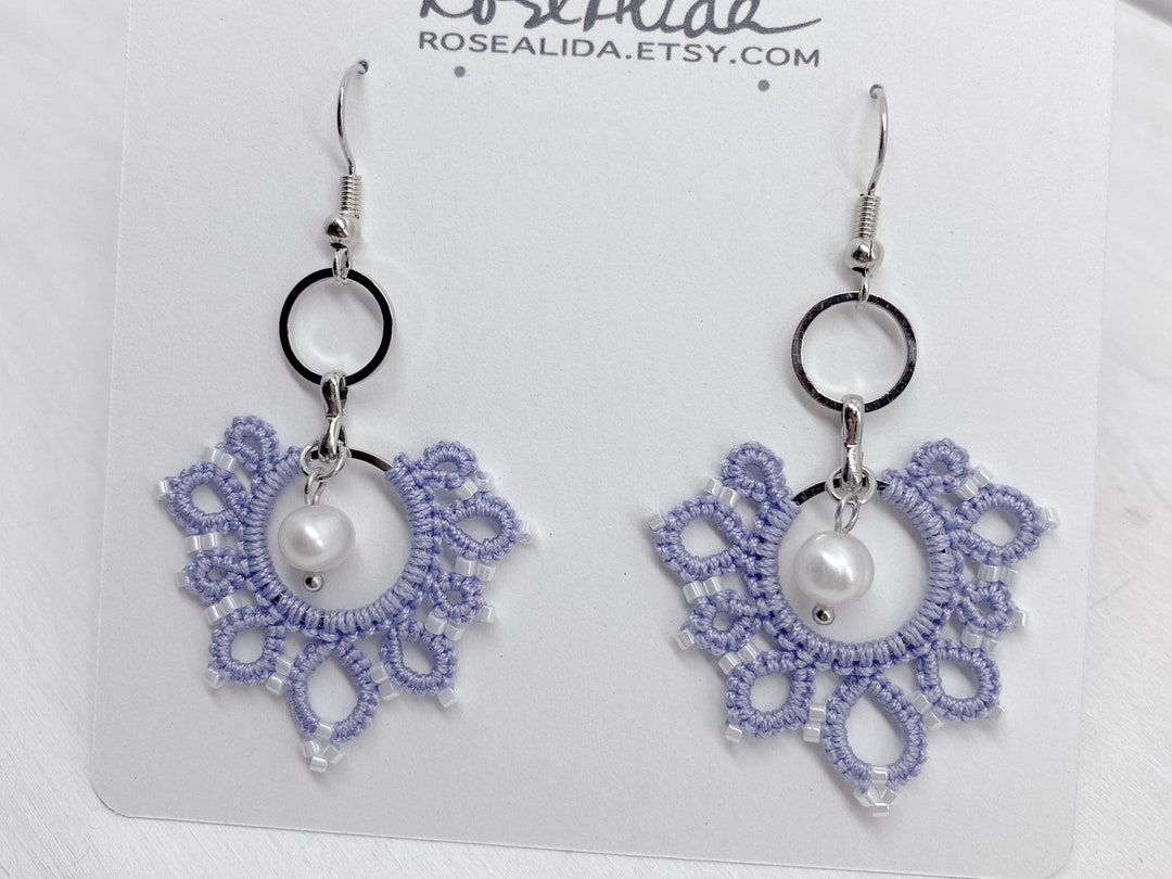 Periwinkle Freshwater Pearl Drop Earrings – Silver Art Deco Chandelier ...
