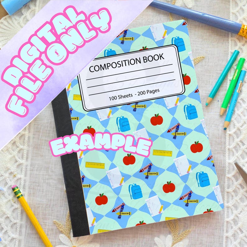 Printable Composition Notebook Cover PNG Back to School Personal ...