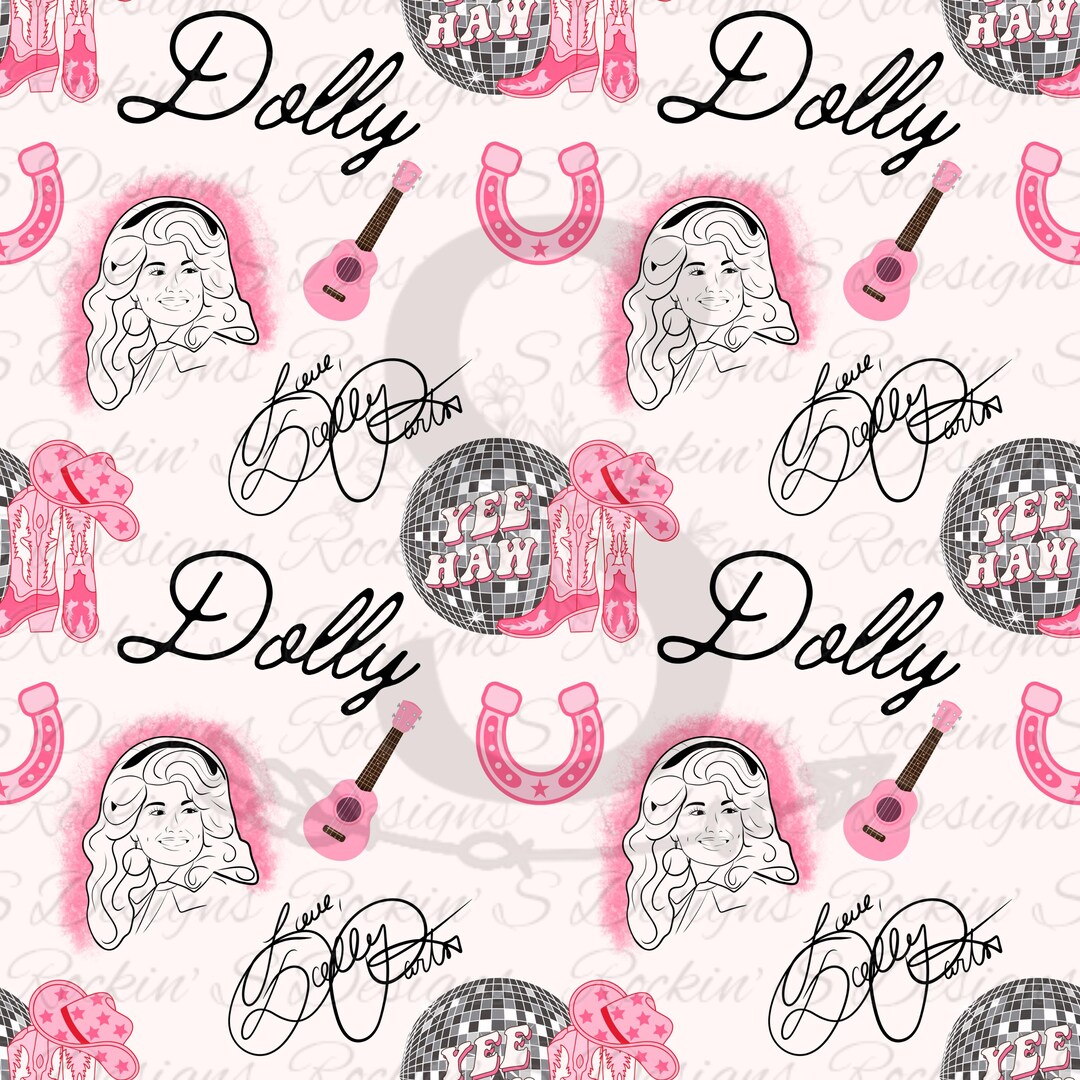 Dolly Parton Seamless Pattern Digital Paper Yeehaw Disco Country Music ...