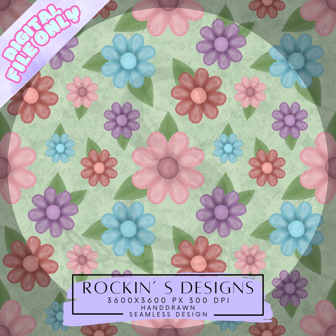 Floral Ditty Seamless Digital Design Paper Handdrawn Flower Pattern ...