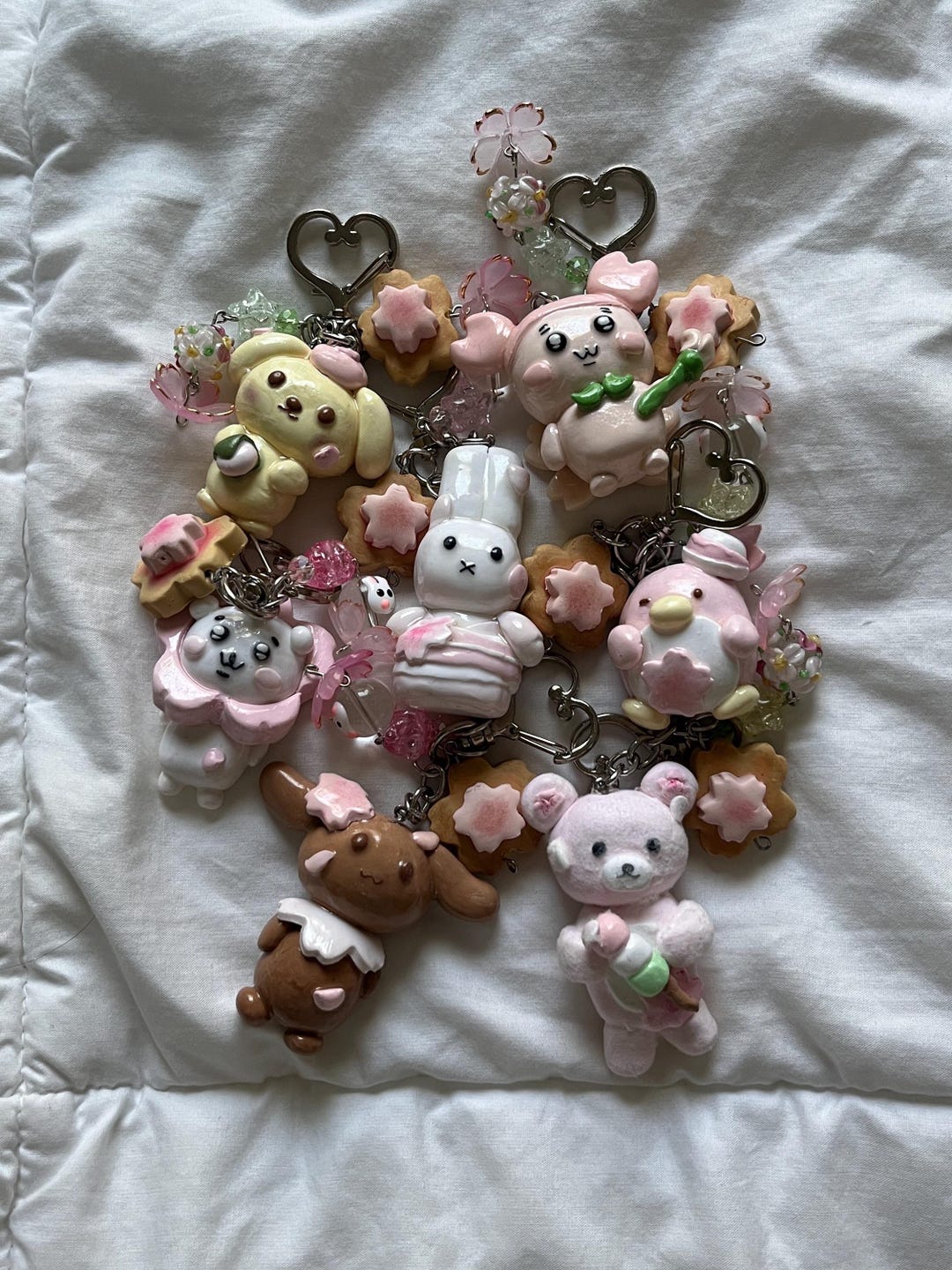 Sakura Clay Charm Keychains - Etsy