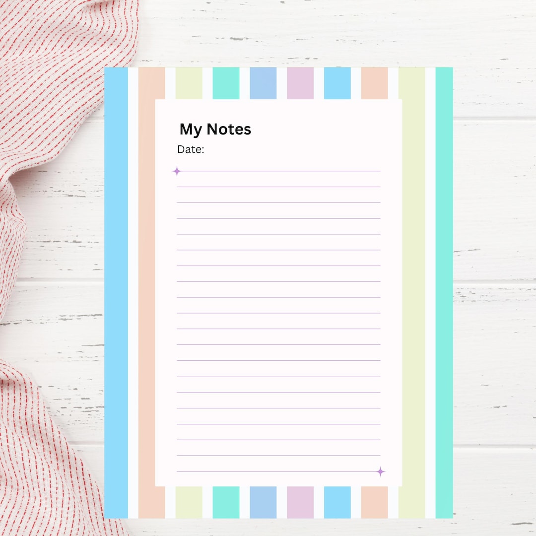 Blank Note Page ,note Taker,note-taking, Notebook Page, Printable Note ...