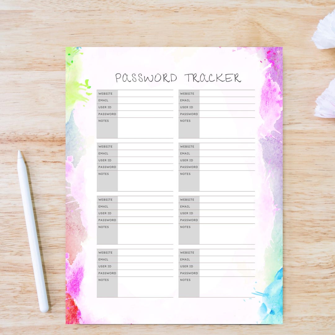Password Tracker , Password Log , Letter Size ,half Letter and A4 ...