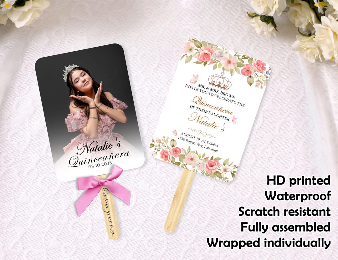 Personalized Quinceañera Photo Fans, Custom Mis Quince Hand Fan, Double ...