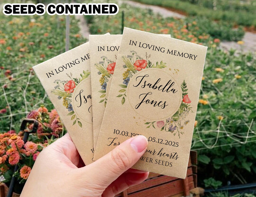 In Loving Memory Personalized Seed Packet Guest Favors, Bulk Funeral ...