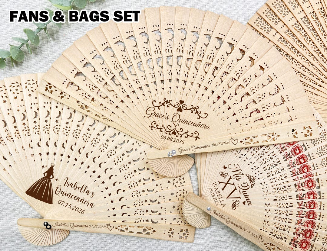 Personalized Quinceanera Fans, Bulk Folding Hand Held Fan, Wooden Hand ...