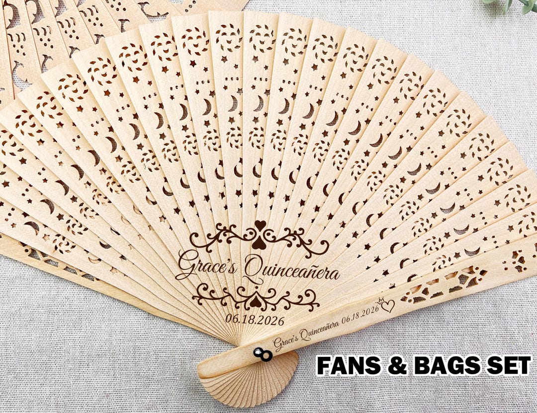 Custom Wooden Fans, Quinceañera Hand Fans Folding, Bulk Quince Party ...