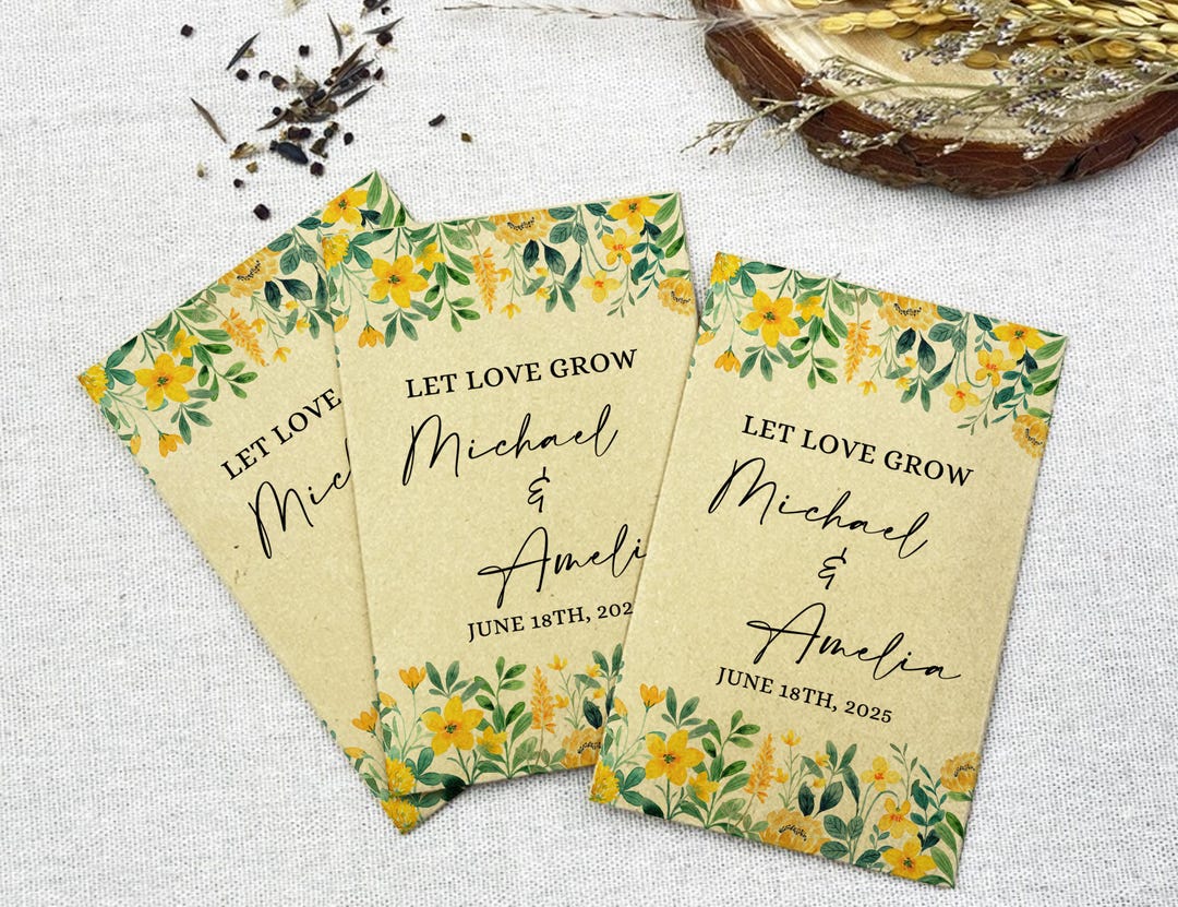 Custom Wedding Favor Seed Packets in Bulk/let Love Grow/wedding ...