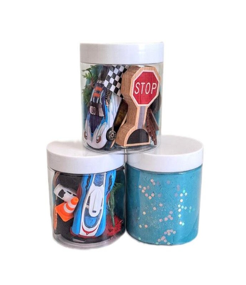 Car Play Dough Jar Gift Racecar Birthday for Kids Goodie Bags Playdough ...