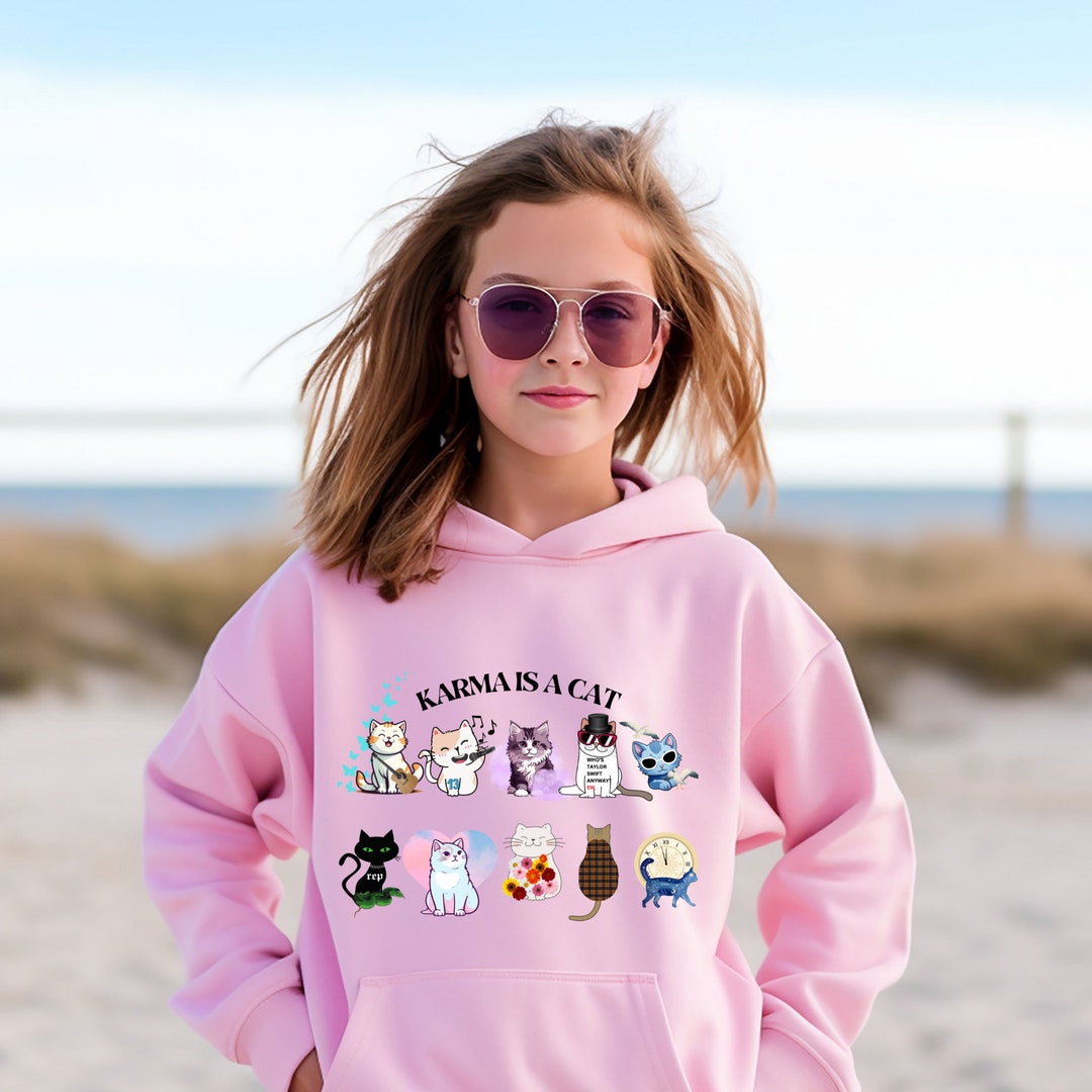 Girls Swiftie Sweatshirt, Swiftie Youth Hoodie, Girls Karma is A Cat ...
