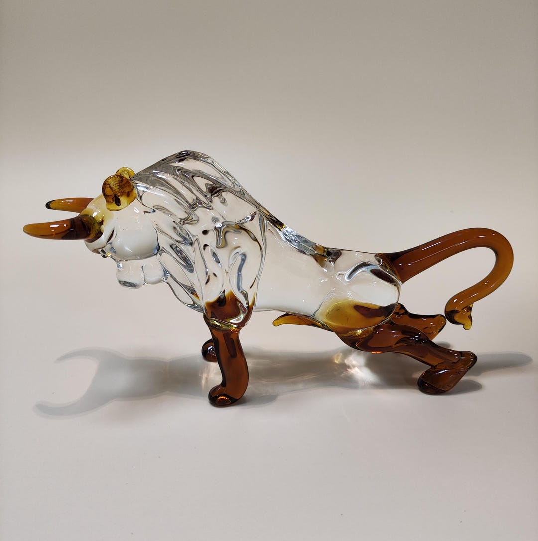Handcrafted Glass Bull Sculpture – Unique Home Decor or Thoughtful Gift ...