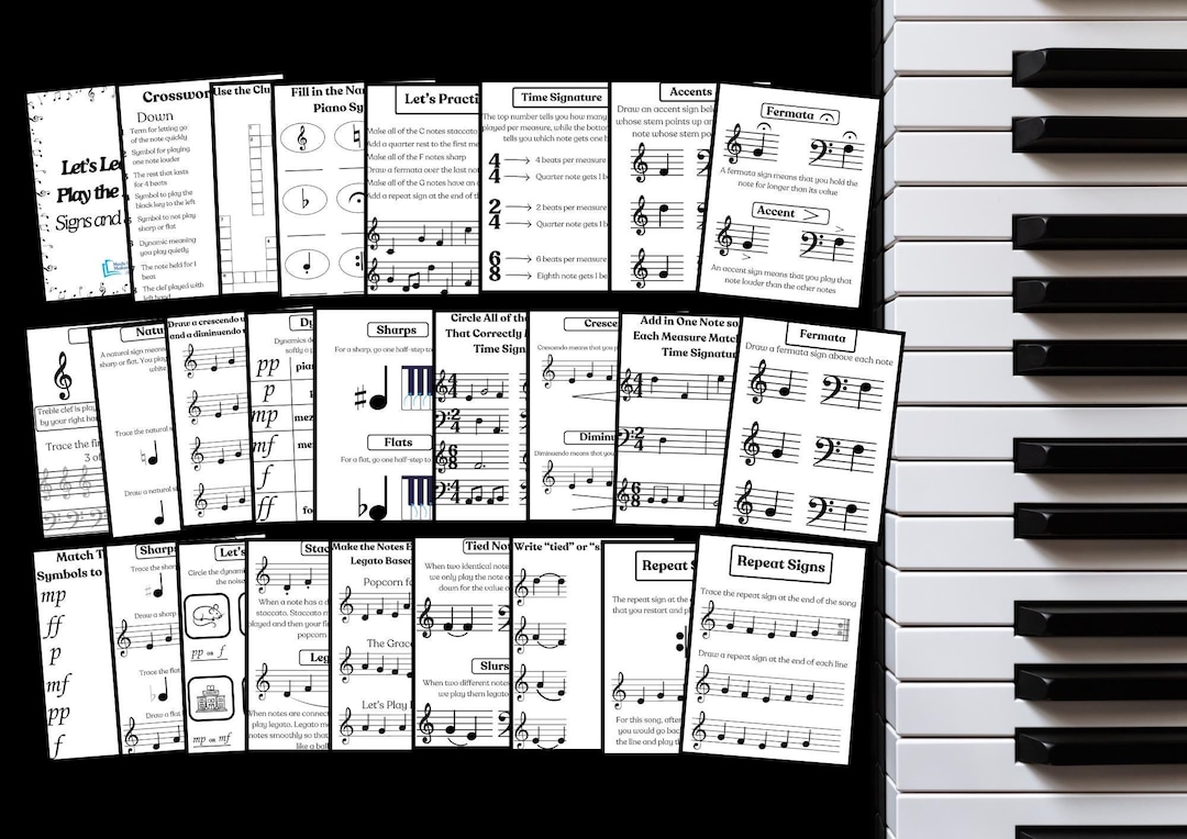 Piano Signs and Symbols Printable - Etsy